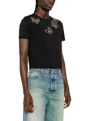 Alice + Olivia Crystal-embellished Butterfly T-shirt - Blue