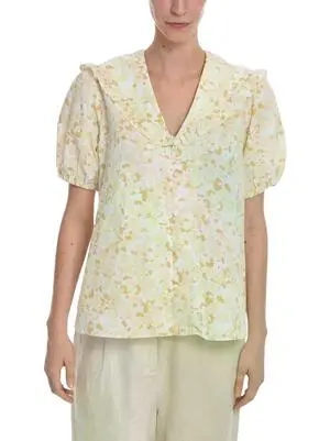SAMSOE SAMSOE Ruffled Floral Print Blouse - White