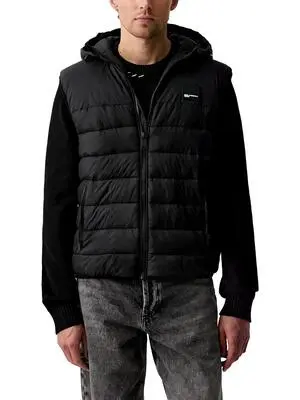 Karl Lagerfeld Quilted Hooded Gilet - Black