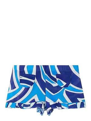 Emilio Pucci Labirinto Iride-print Ruffled Shorts - Blue