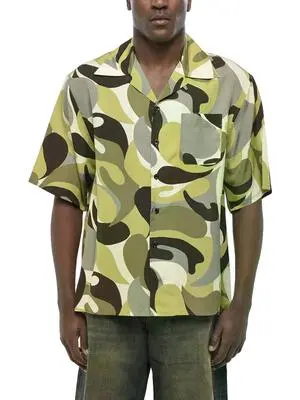 Marni Abstract-pattern Bowling Shirt - Green