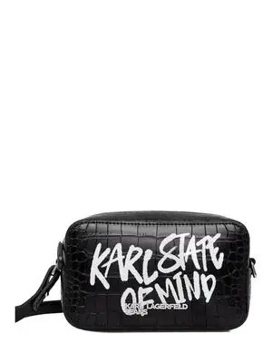 KARL LAGERFELD Karl Lagerfeld Jeans Croc-Effect Logo Print Shoulder Bag