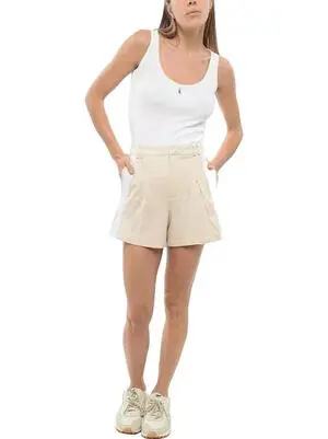 John Richmond Beige Pleated Shorts With Side Stripe Detailing - Neutrals
