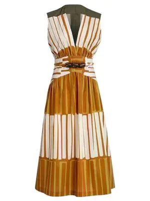 Silvia Tcherassi Striped Midi Dress - Orange