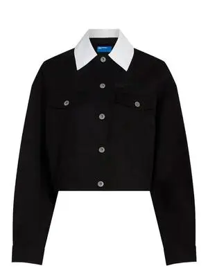KARL LAGERFELD Karl Lagerfeld Jeans Cropped Denim Jacket With Logo Embroidery