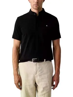 Karl Lagerfeld Logo-plaque Mandarin-collar T-shirt - Black