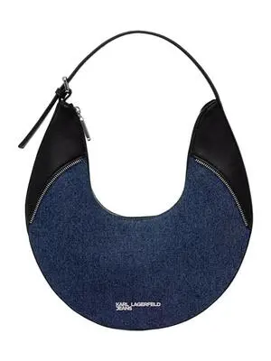 Karl Lagerfeld Denim Paneled Curved Tote Bag - Blue