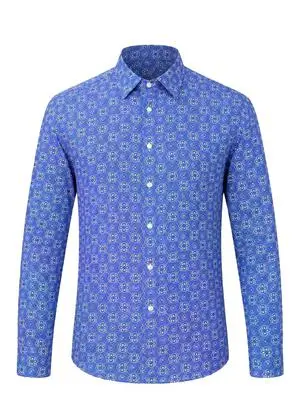 PENINSULA SWIMWEAR Bolgheri Geometric-print Shirt - Blue