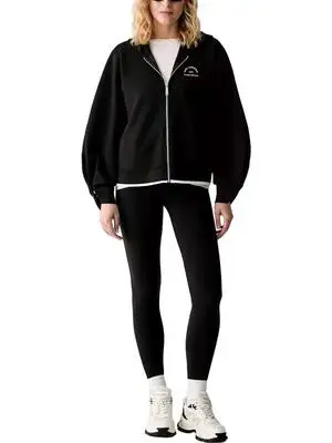 Karl Lagerfeld Zip-up Hoodie With Balloon Sleeves - Black
