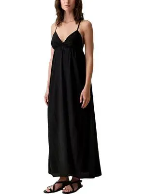 BENETTON Sleeveless Maxi Dress With Criss-cross Back - Black