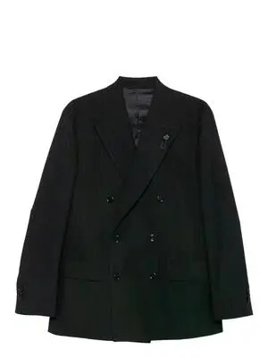 LARDINI Pinstripe Double-breasted Blazer - Blue