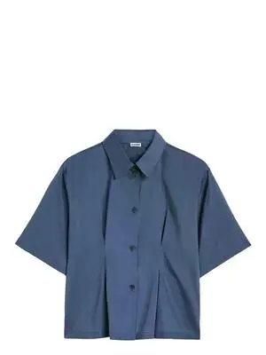 JIL SANDER Short Sleeve Pleated Shirt - Blue