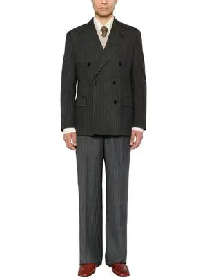 LARDINI Pinstripe-pattern Double-breasted Blazer - Grey