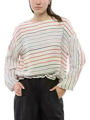 Woolrich Striped Boat Neck Long Sleeve Blouse - Neutrals