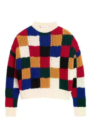 AMI Checkered Wool Crewneck Sweater