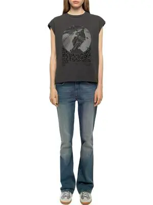 ZADIG&VOLTAIRE Zadig&Voltaire Cloe Motorcycle Print Rhinestone Embellished Tank Top