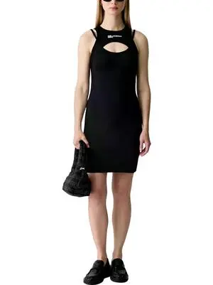 Karl Lagerfeld Cut-out Logo Mini Dress - Black
