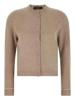 Fabiana Filippi Ribbed-trim Long-sleeve Cardigan - Neutrals