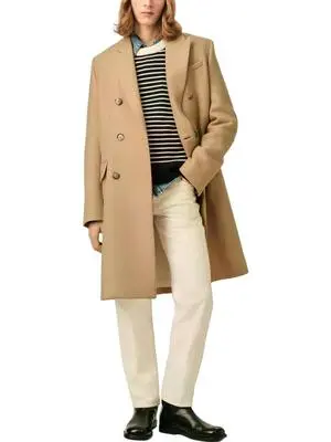 AMI Paris Double Breasted Wool Coat - Neutrals