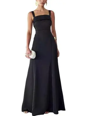 WILLA WILLA Square-Neck Panelled Maxi Dress