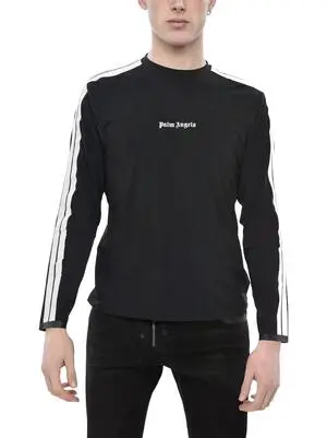 Palm Angels Logo-print Side-stripe T-shirt - Black