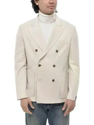 PAOLO PECORA Double-breasted Patch-pocket Blazer - Neutrals