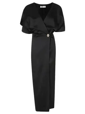 Raquel Diniz Anastasia Draped Midi Dress - Black