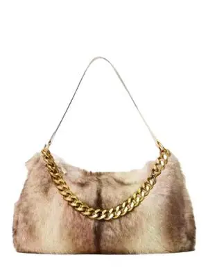 TWINSET Faux Fur Tote Bag - Neutrals