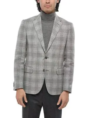 Corneliani Checked-pattern Single-breasted Blazer - Grey