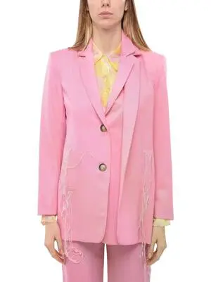 JULFER Wool Fringed Single-breasted Jacket - Pink