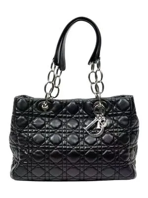 Dior Cannage Quilted Leather Tote Bag - Black