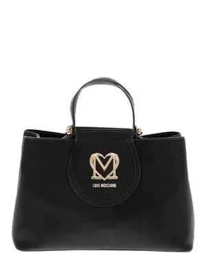 Moschino Logo Plaque Tote Bag - Black
