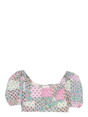MC2 SAINT BARTH Delia Square-neck Floral-detail Top - Pink