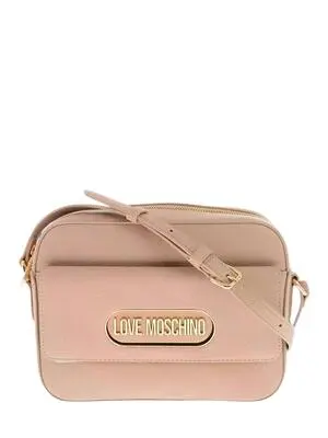 Moschino Logo Plaque Shoulder Bag - Neutrals
