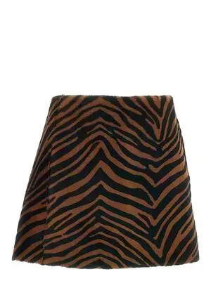 P.a.r.o.s.h P.A.R.O.S.H. Zebra Print Faux Fur Mini Skirt Brown