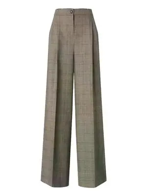 Pinko Plumeria Checked Wide-leg Trousers - Brown