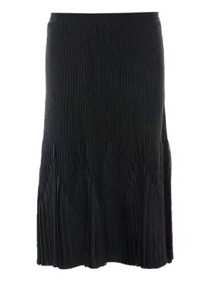 Elisabetta Franchi Pleated Knitted Midi Skirt - Black