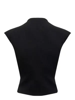 A.W.A.K.E. Mode Knitted High Neck Sleeveless Top - Black