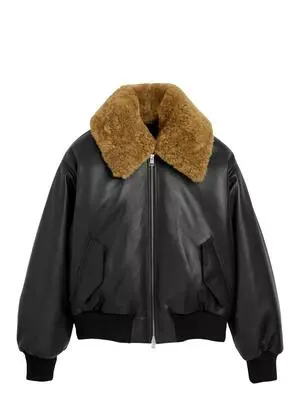 AMI Lamb Leather Padded Jacket