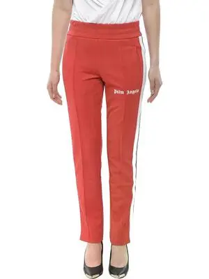 Palm Angels Logo Print Side Stripe Track Pants - Red