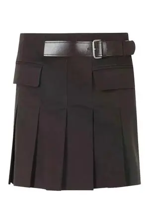 SEMICOUTURE Belted Pleated Mini Skirt - Brown
