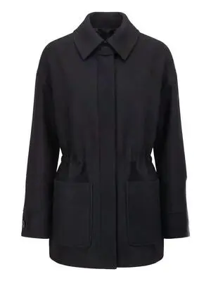Patrizia Pepe Drawstring Long-sleeve Coat - Black
