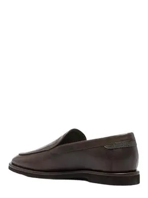 Brunello Cucinelli Beaded-trim Leather Loafers - Brown