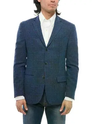 Corneliani Checked Single-breasted Blazer - Blue