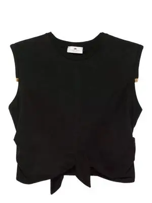 Elisabetta Franchi Knot Detail Cropped T-shirt - Black