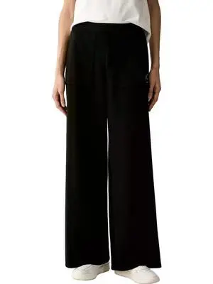Karl Lagerfeld Wide-leg Logo Trousers - Black