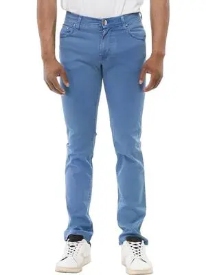 Corneliani Embroidered Cotton Jeans - Blue