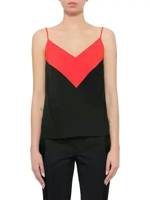 LANVIN Sleeveless Color-blocked Silk Top - Black