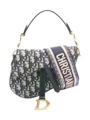 Dior Mini Saddle Bag In Oblique Canvas - Blue