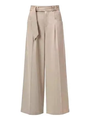 Closed Belted Wide-leg Trousers - Neutrals